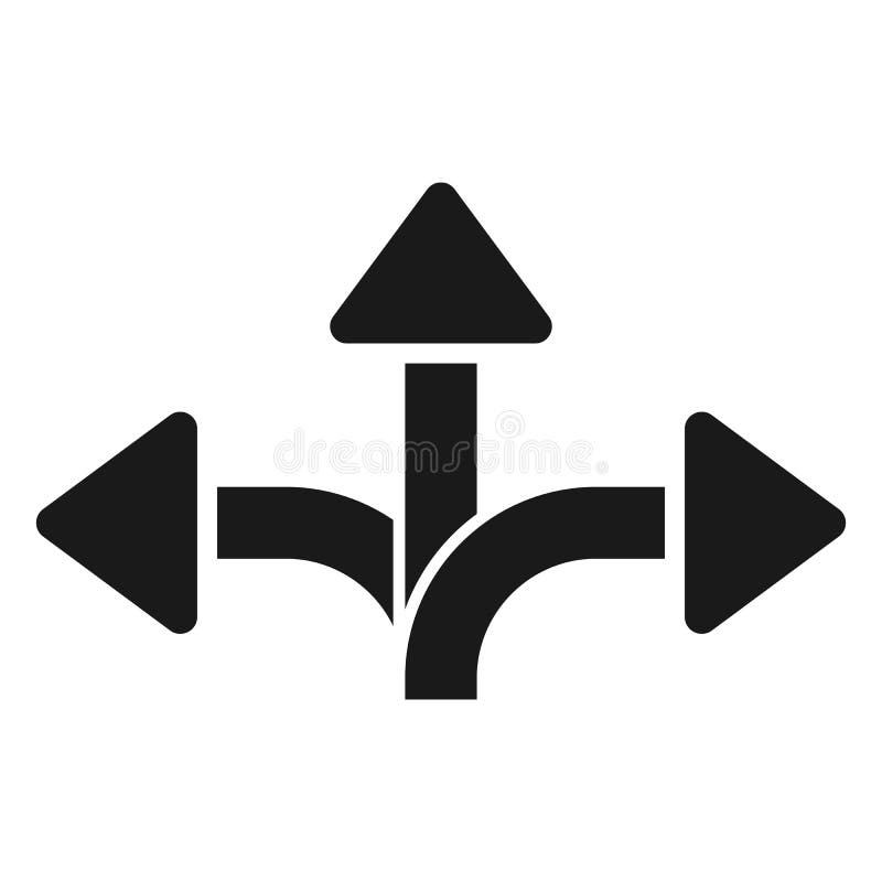 Arrow Way or Three-way Icon. Three Arrow and Road Direction Vector ...