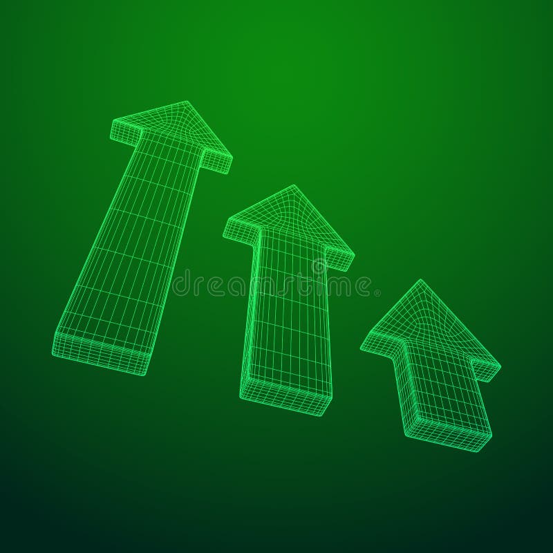 Wireframe arrow low poly stock vector. Illustration of mesh - 138754137