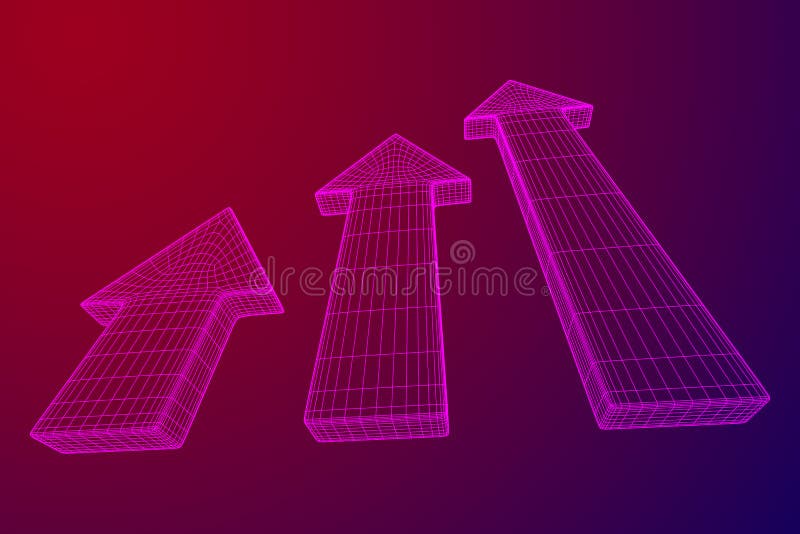 Wireframe arrow low poly stock vector. Illustration of graph - 139595456