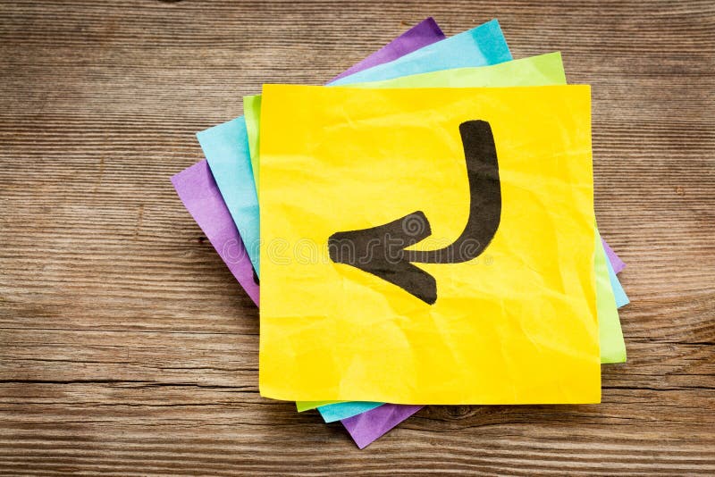 Arrow on note. that way. stock photo. Image of left - 139394468