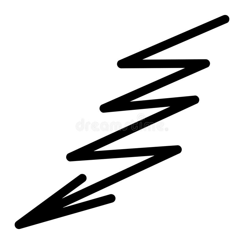Arrow Zigzag. Lightning. Sketch. Black Curved Arrow Pointing Down and ...