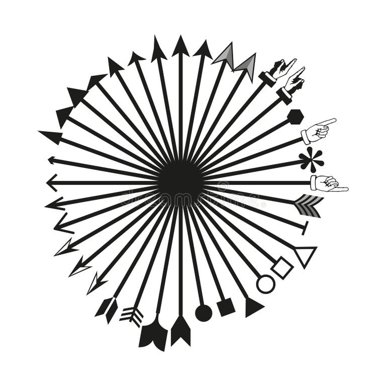 Arrowhead Circle Icon. Radial Pointer Symbol. Vector Direction Set ...