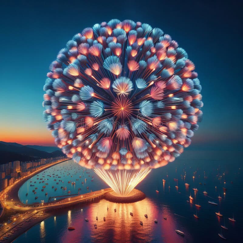 90 53. Arrowhead Shells_ Large, Spherical Fireworks Th Stock Image ...