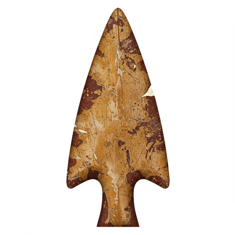 Arrowhead with a Triangular Shape, Crafted from Reddish-brown Stone ...
