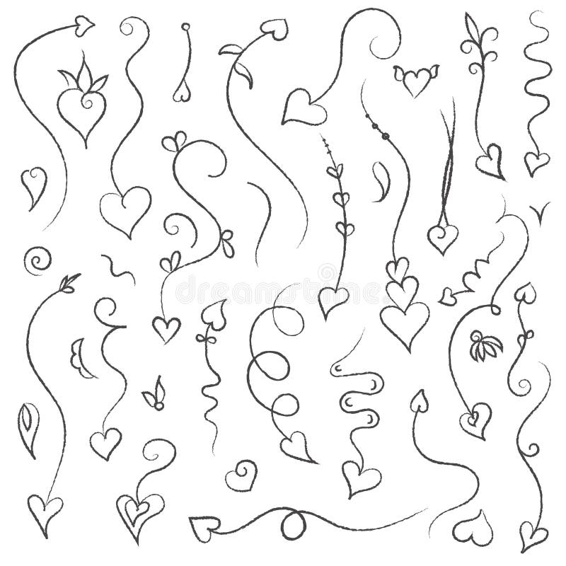 Arrow Hearts Set of Cute Doodly Design Elements Stock Vector ...