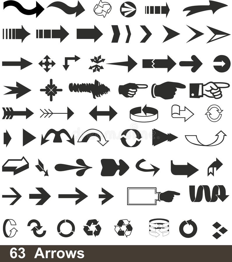 Set of Hand Drawn Large Arrows Stock Vector - Illustration of indexes ...