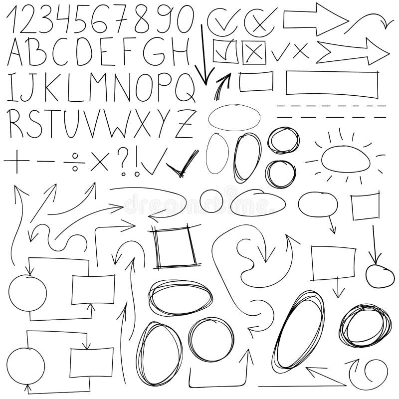 Arrows and Abstract Shapes Doodle Stock Vector - Illustration of ...