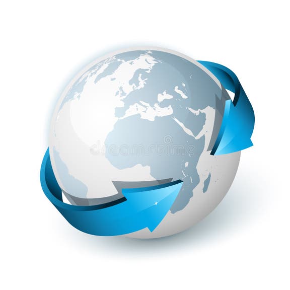 Arrows Around World Globe Stock Illustrations – 641 Arrows Around World ...