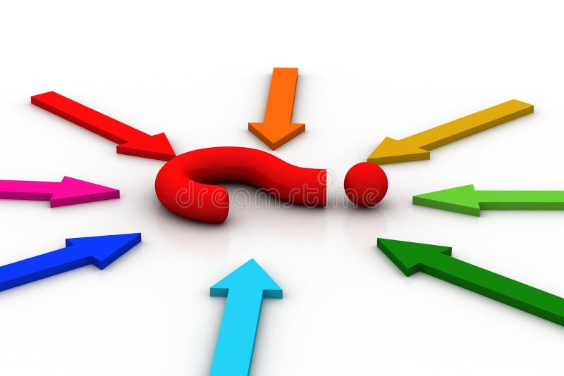Arrows Arranged Around Question Mark Stock Illustrations – 4 Arrows ...
