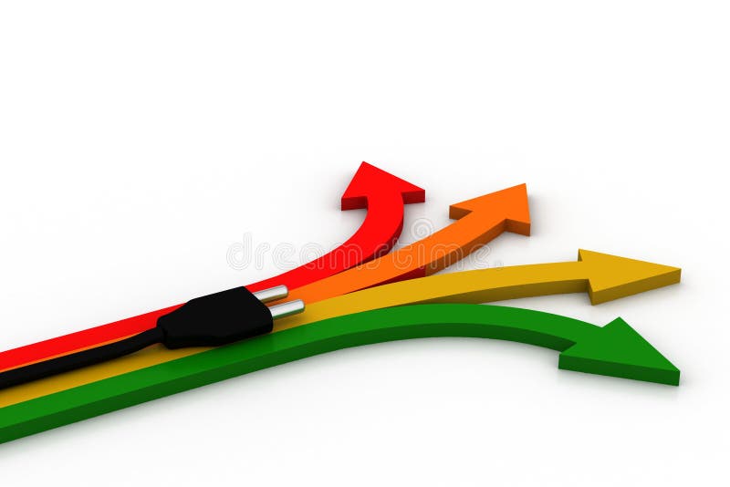 Arrows Arranged in Different Direction with Power Cord Stock ...