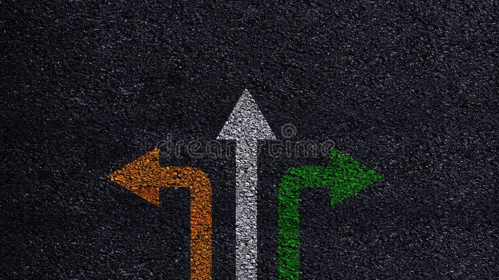 Arrows on Asphalt Road Ground with Three Direction Arrow Choices, Left ...