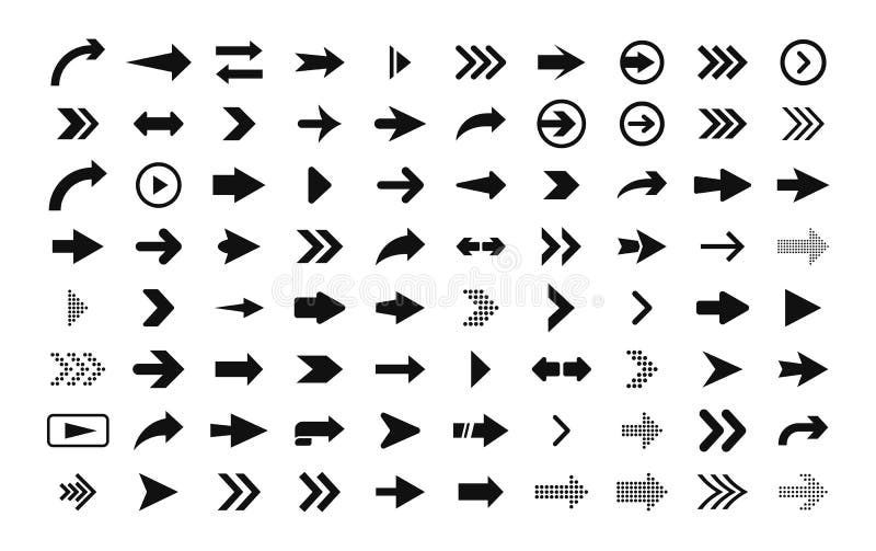 Arrows Big Set of Black Flat Icons. Stock Vector - Illustration of ... Arrows Big Set of Black Flat Icons. Stock Vector - Illustration of ...