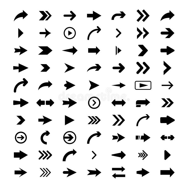 Arrows Big Set of Black Flat Icons. Stock Vector - Illustration of ... Arrows Big Set of Black Flat Icons. Stock Vector - Illustration of ...