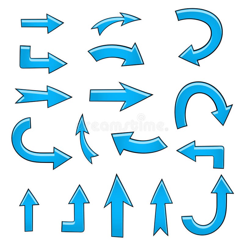 Arrows. Blue Hand Drawn Sketch. Collection Stock Vector - Illustration ...