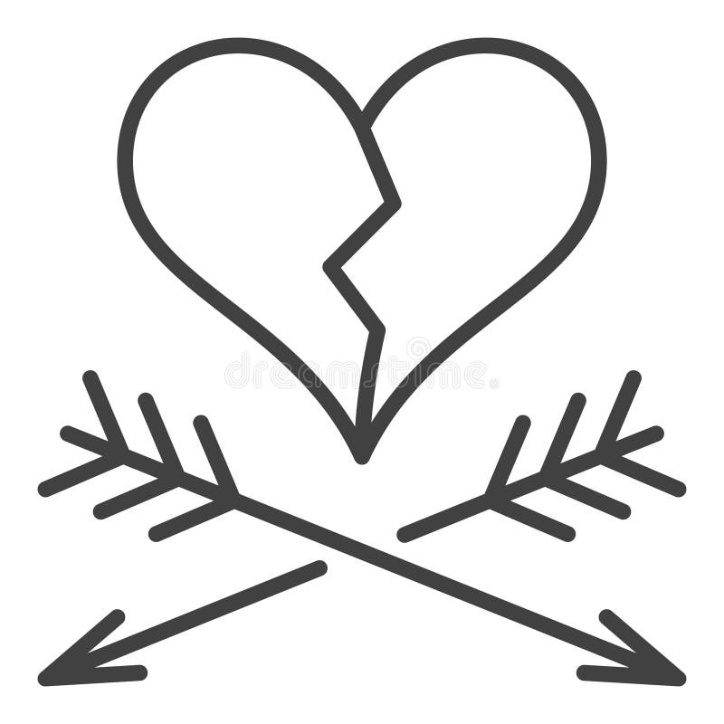 Arrows and Broken Heart Vector Heart Broken Line Icon or Symbol Stock ...