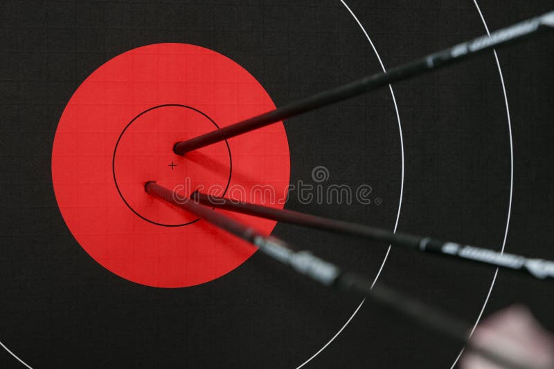 Arrows in Center of Archery Target Stock Image - Image of perfection ...