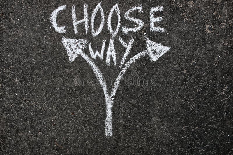 Arrows chalk on asphalt stock image. Image of paths, fail - 79133735