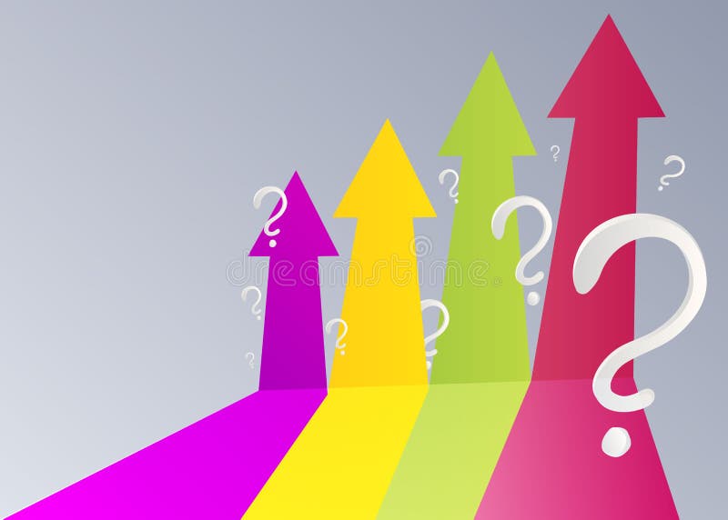 Arrows in Chart with Question Mark, Colorful Info Graphic Illustration ...