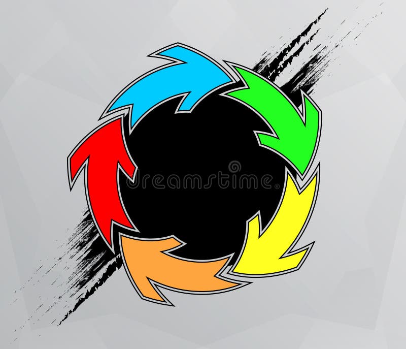 3 Arrows Connected by the Midlde Edge Scheme, Chart, Template ...