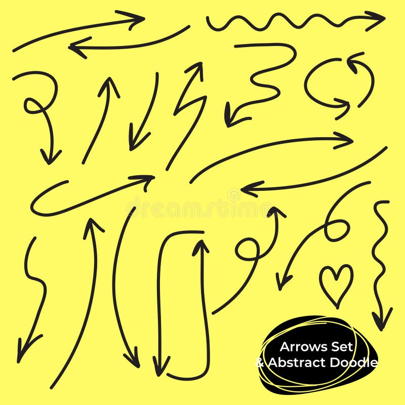 Arrows Circles and Abstract Doodle Writing Design Vector Set Stock ...