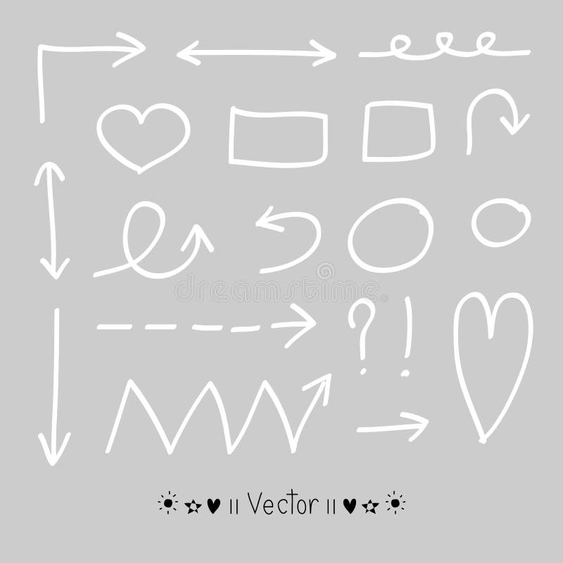 Arrows Circles and Abstract Doodle Writing Design Vector Set Stock ...