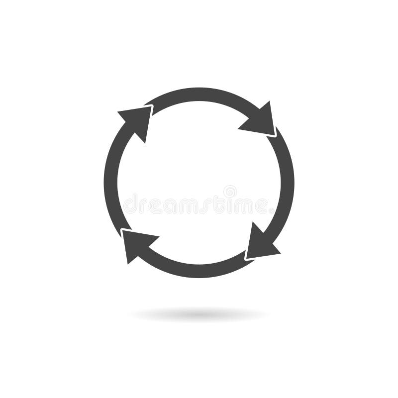 Arrows in Circular Motion Icon with Shadow Stock Vector - Illustration ...