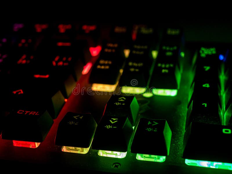 The Arrows on the Color Backlit Keyboard Glow in the Dark Stock Image ...