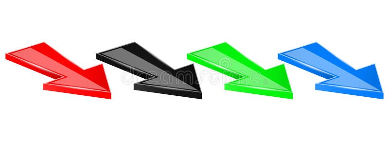 Arrows. Colored Moving Down 3d Icons Stock Vector - Illustration of ...