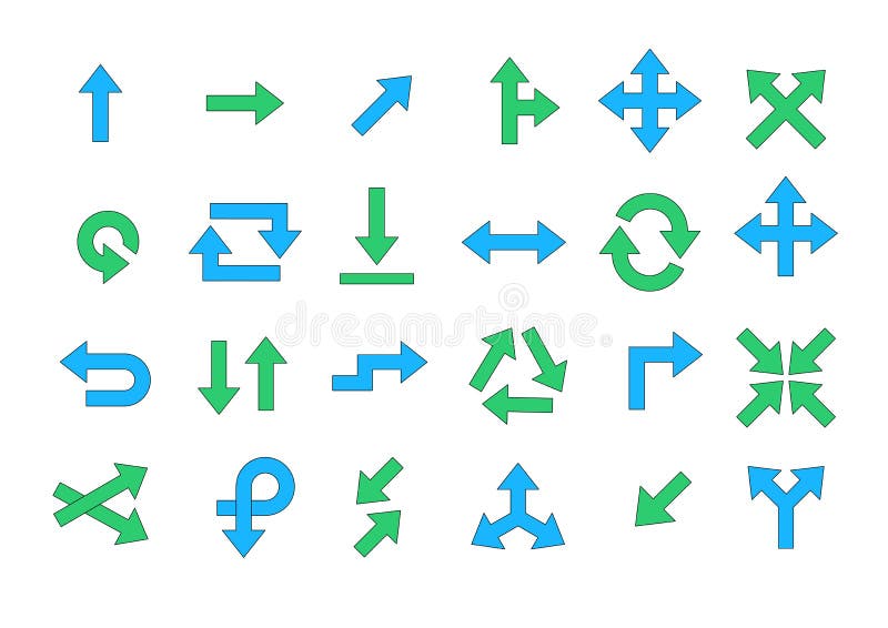 Arrows colorful icons set stock illustration. Illustration of arrow ...