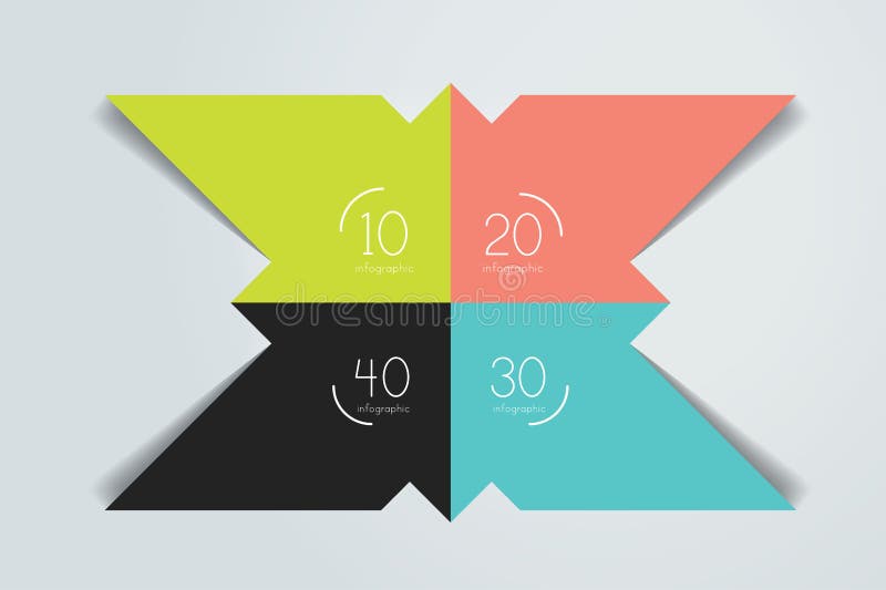 3 Arrows Connected by the Midlde Edge Scheme, Chart, Template ...