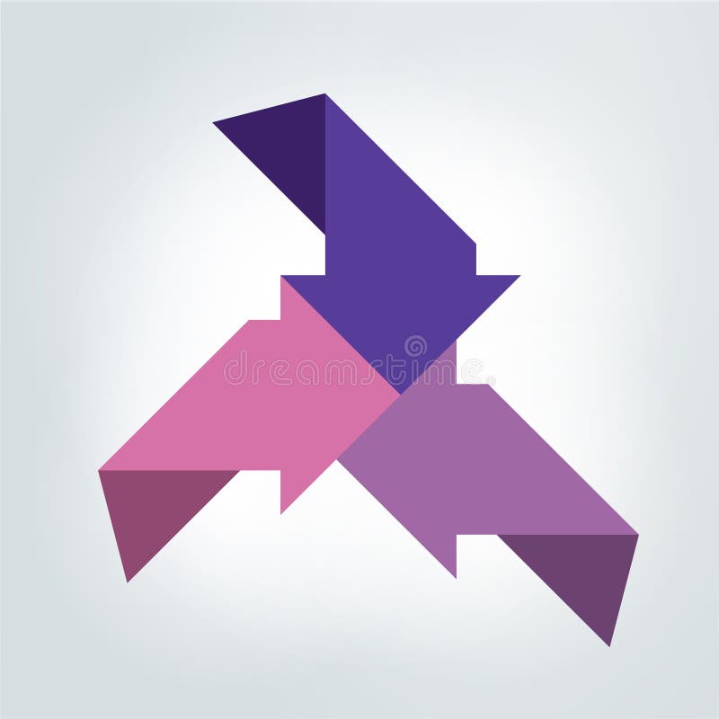 3 Arrows Connected by the Midlde Edge Scheme, Chart, Template ...