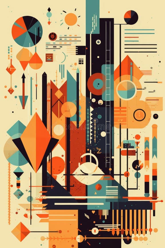 Arrows Connecting Various Icons and Graphics Stock Illustration ...