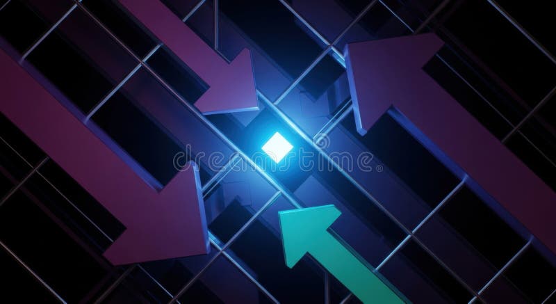 Arrows Converging with a Bright Central Light Stock Illustration ...