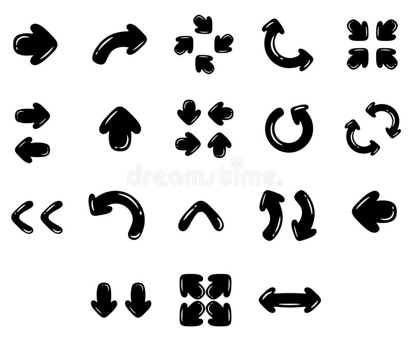 Arrows Cute Drawing Icons for Web Stock Vector - Illustration of back ...