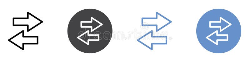 Arrows Data Transfer Icon Flat Set in Black and White Color Stock ...