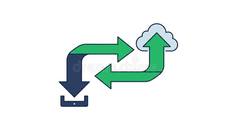 Arrows Depict Data Transfer between a Cloud and a Device. a Blue Arrow ...