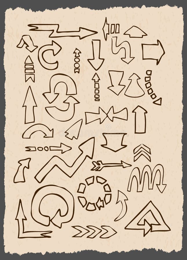 Arrows Different Shape Hand Draw Stock Vector - Illustration of lines ...