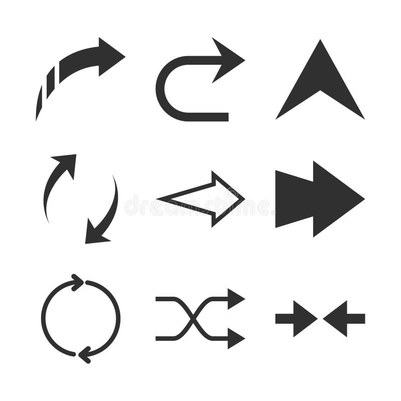 Arrows Direction Guide Cursor Web Navigation Icons Set Silhouette Style ...
