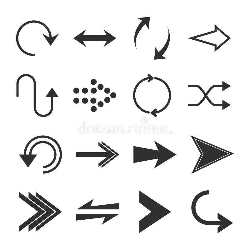 Arrows Direction Guide Cursor Web Navigation Icons Set Gradient Style ...