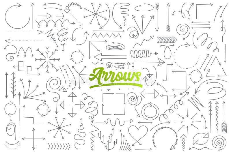 Arrows Doodle Set with Green Lettering Stock Vector - Illustration of ...