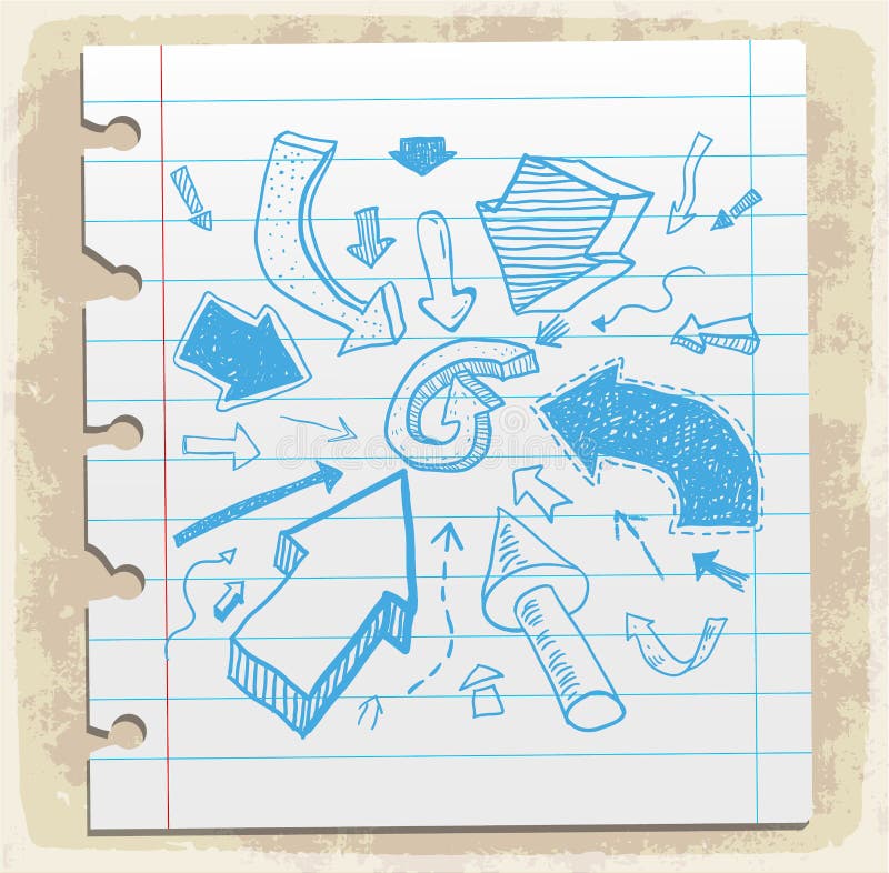 Arrows Doodle Set Paper Note, Vector Illustration Stock Vector ...