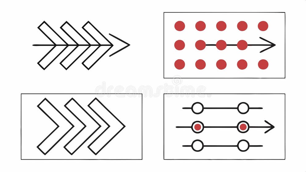 Arrows and Dots Vector Set, Directional and Connection Symbols, Flow Chart Elements Vector ...
