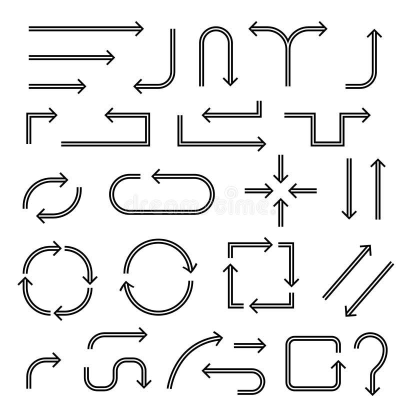 Arrows. Double lines stock vector. Illustration of curved - 140265225