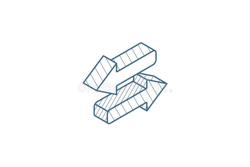 Arrows Exchange Isometric Icon. 3d Line Art Technical Drawing. Editable ...