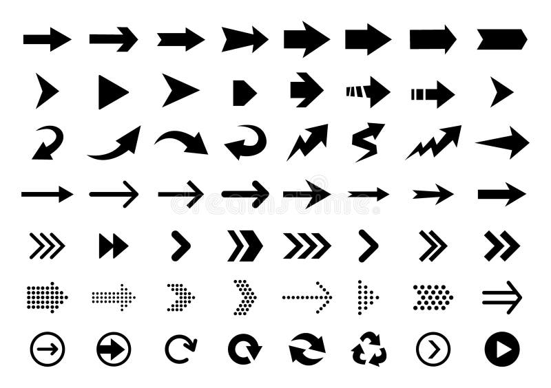 Arrows Flat Black Icons. Direction Pointers Vector Icons. Big ...