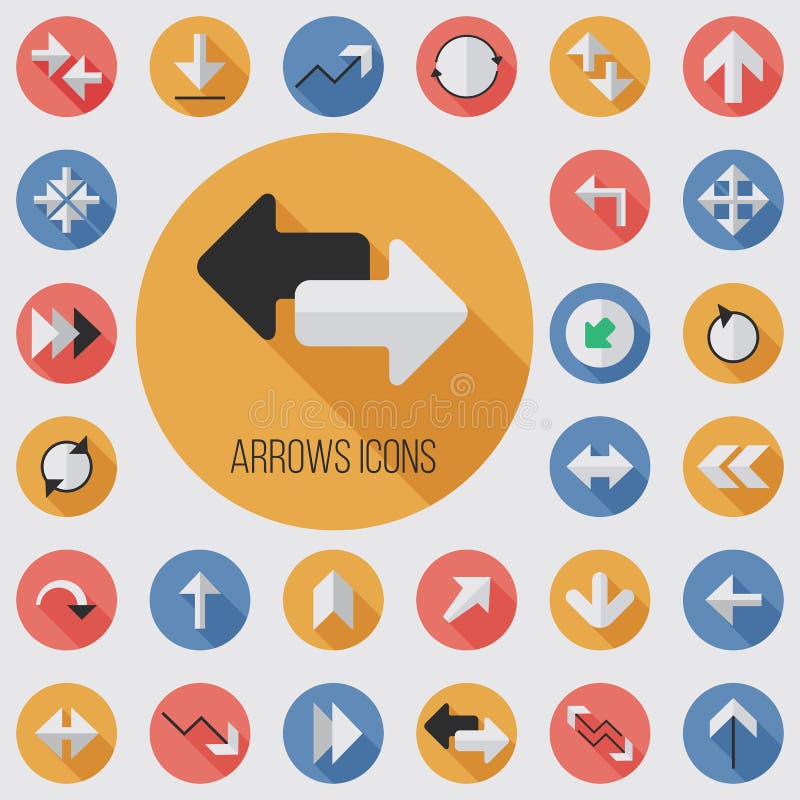 Arrows Flat, Digital Icon Set Stock Vector - Illustration of round ...