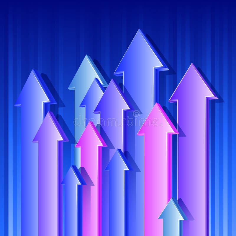 Arrows Flying Up Blue Color 3D Background Stock Vector - Illustration ...