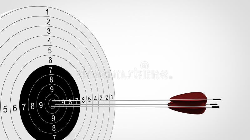 Arrows Focus To Archery Target. 3d Illustration. Stock Image - Image of ...