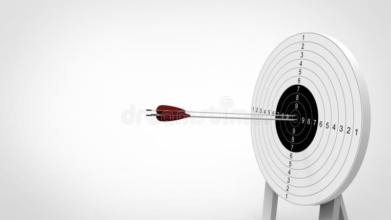 Arrows Focus To Archery Target. 3d Illustration. Stock Image - Image of ...