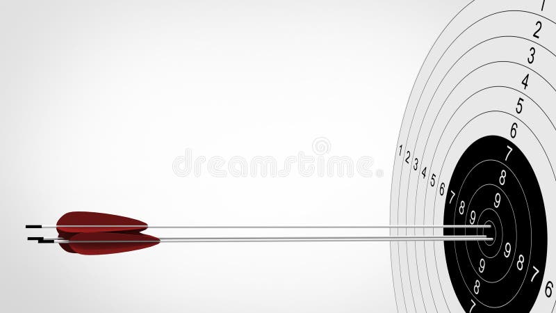 Arrows Focus To Archery Target. 3d Illustration. Stock Image - Image of ...